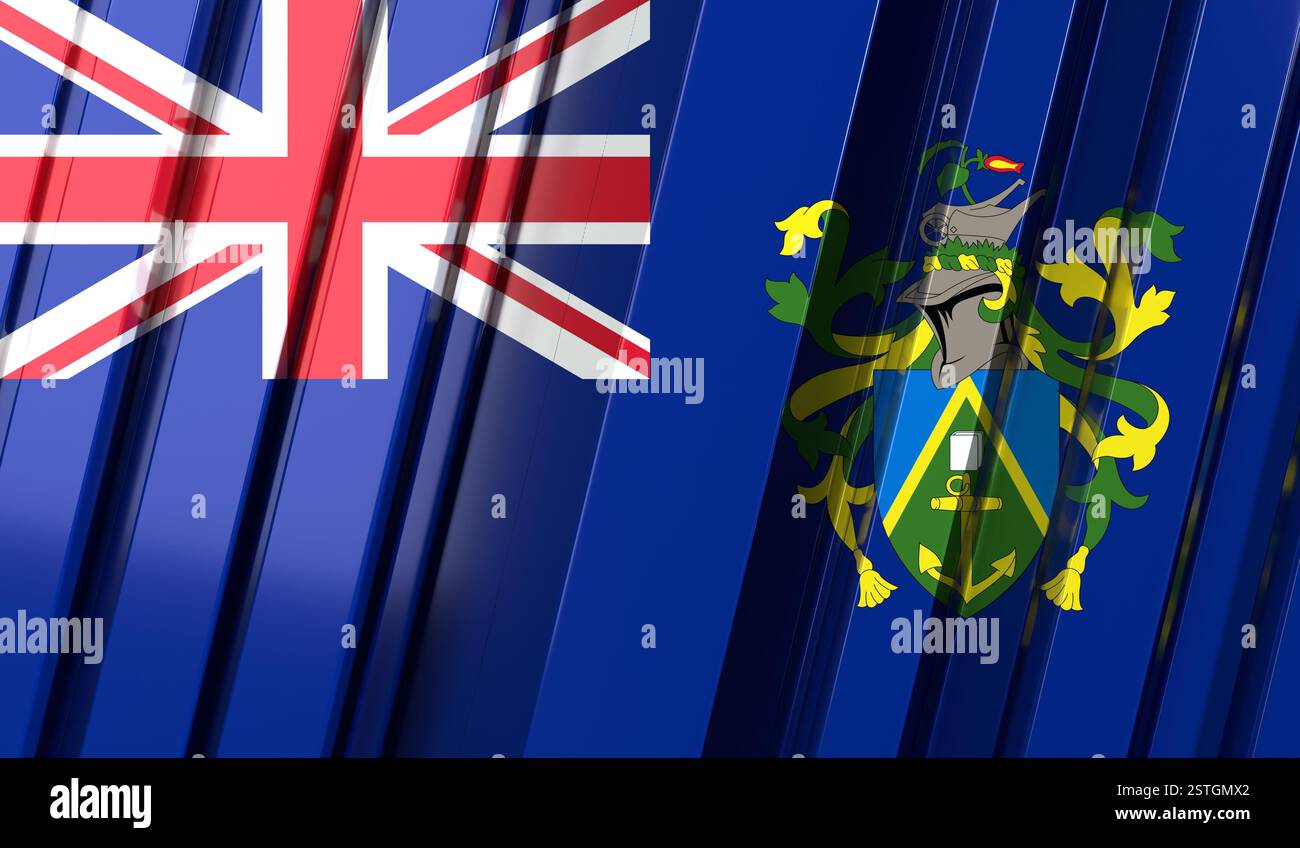 Pitcairn Islands - geometrical flag with stripes - 3D illustration ...