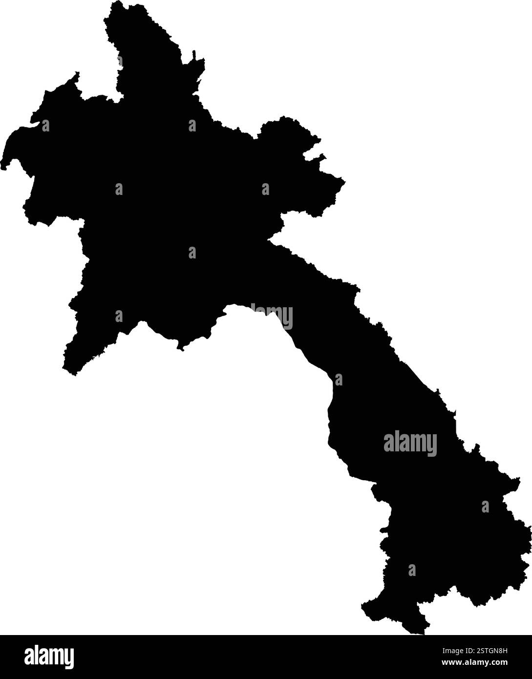 Editable vector silhouette map of the Asian country of Laos Stock ...