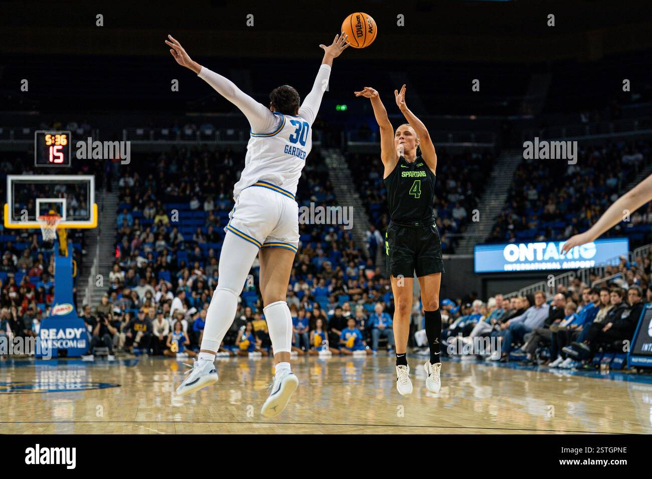 Westwood, United States. 16th Feb, 2025. Michigan State Spartans guard ...