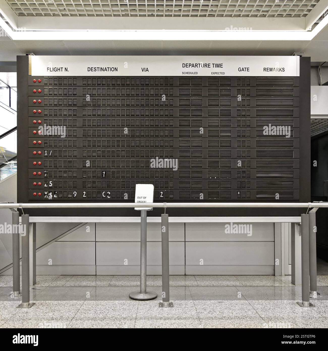 Out of Order Departure Flights Split Flap Display Stock Photo - Alamy