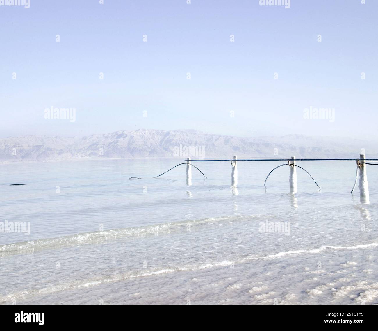 The retreating shoreline of the Dead Sea, showcasing the effects of ...