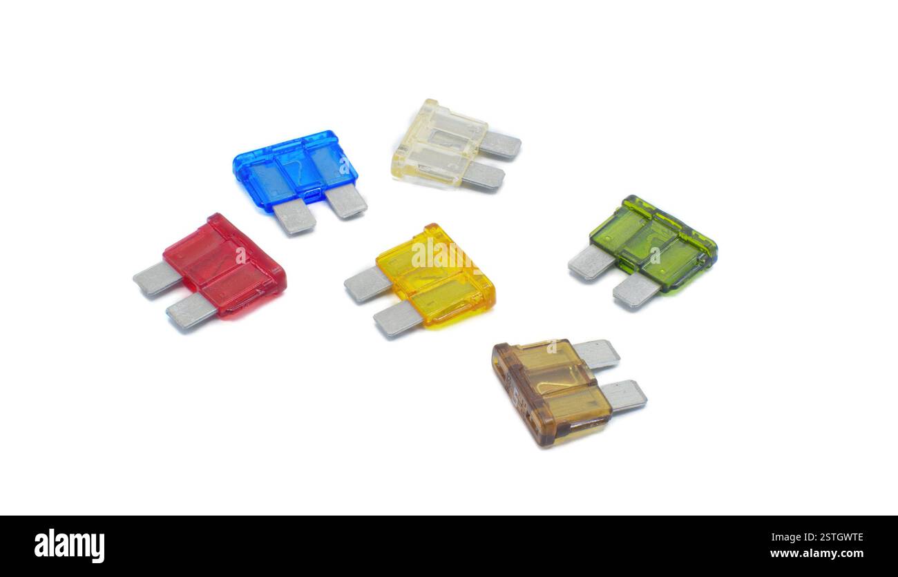 Assortment of different amp color code electrical automotive fuses ...