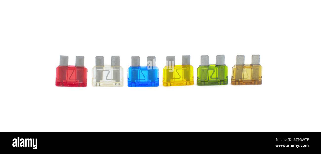 Assortment of different amp color code electrical automotive fuses ...