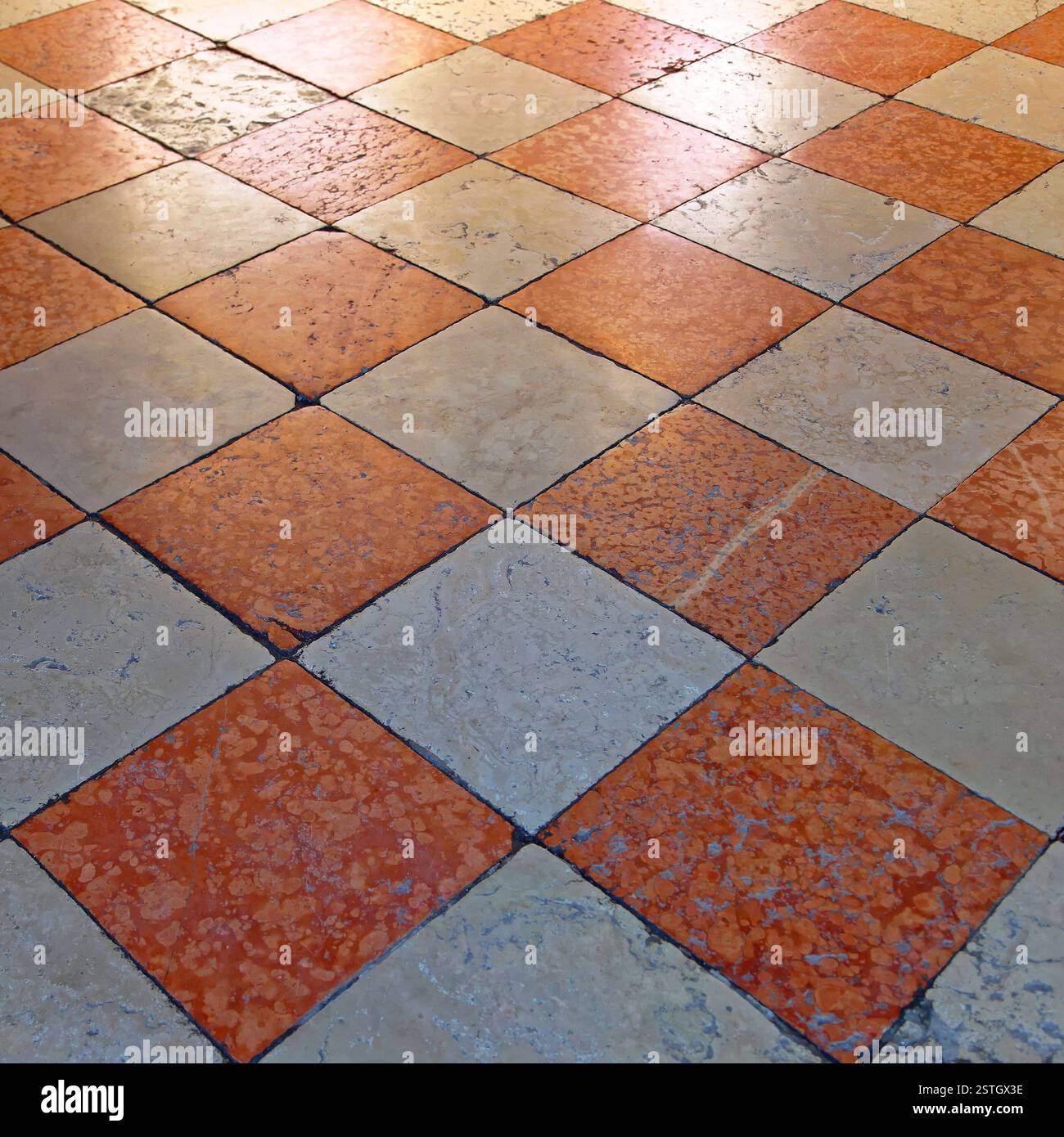 Medieval Marble Floor Checkered Tiles in Venice Stock Photo - Alamy