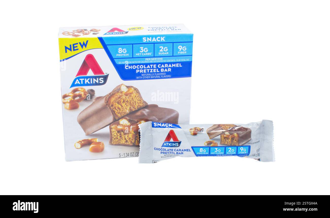Ocala, FL 3-24-2024 Atkins brand protein meal snack chocolate caramel ...