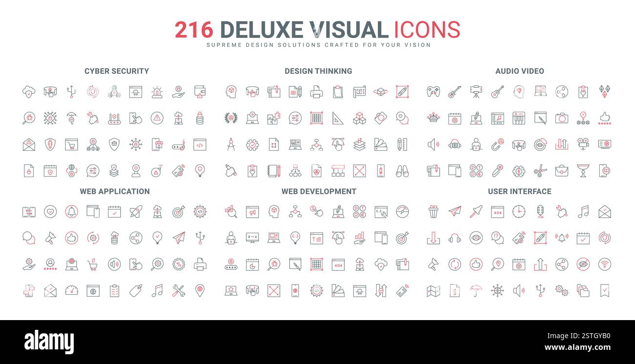 Author and designer thinking, cybersecurity and data privacy line icon ...