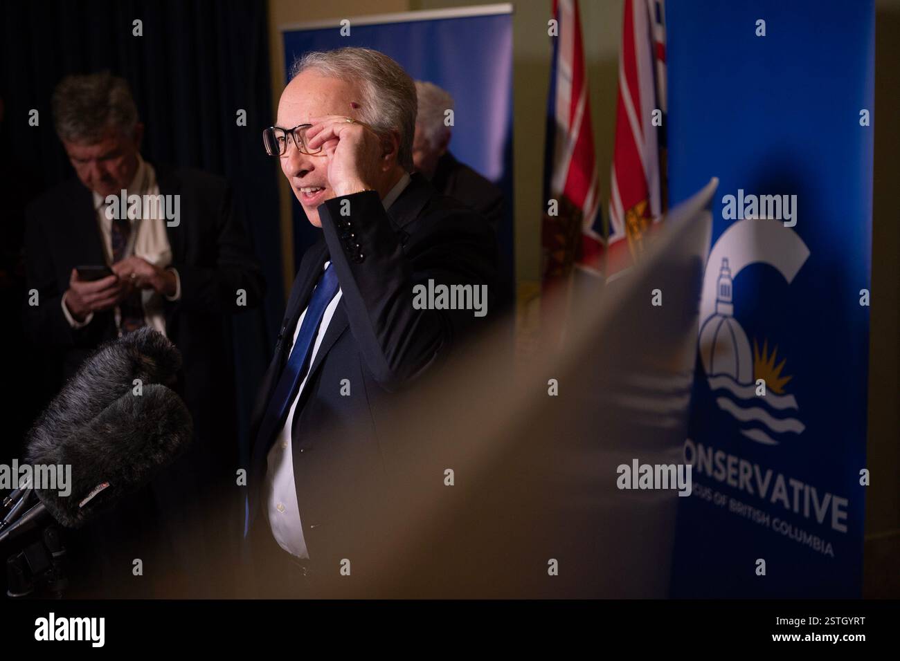 Victoria, Can. 18th Feb, 2025. B.C. Conservative Leader John Rustand ...