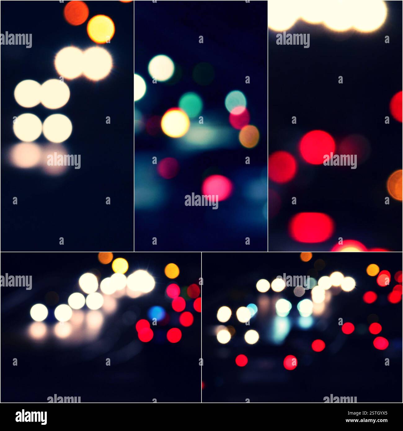 Bokeh and flare of blured background night scene set of images. Night ...