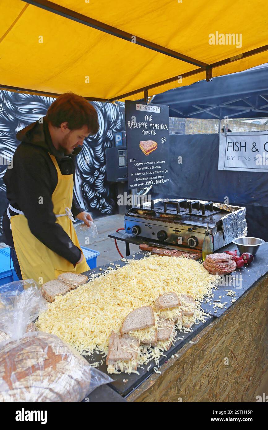 2013 french raclette cheese toast at brick lane stall hi-res stock ...