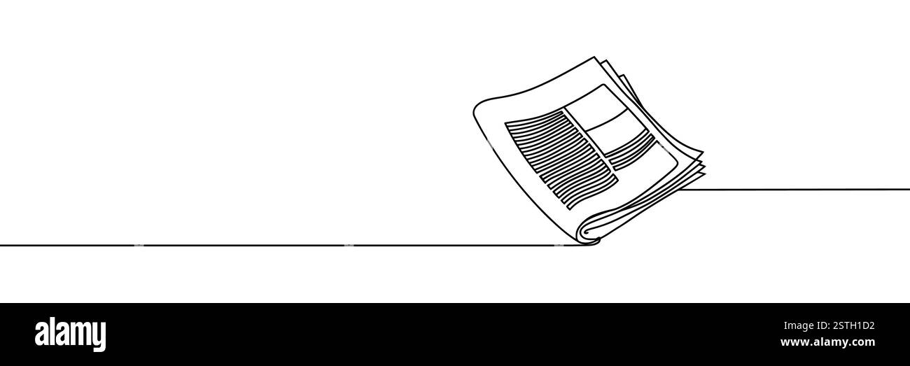 One line drawing of a stack of news newspapers. Vector illustration ...