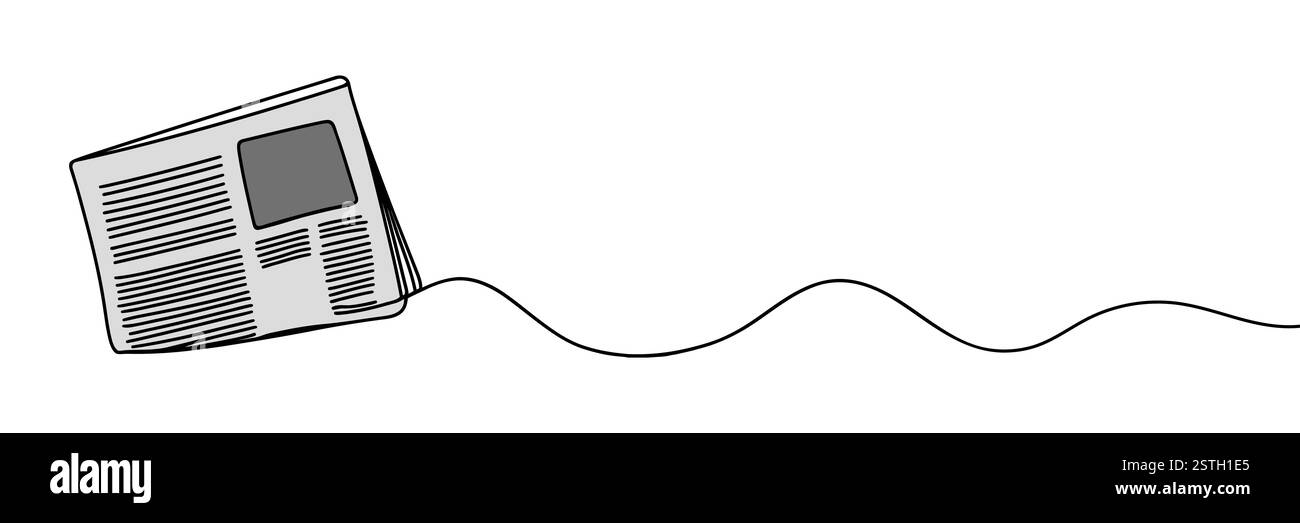 One line drawing of a stack of news newspapers. Vector illustration ...