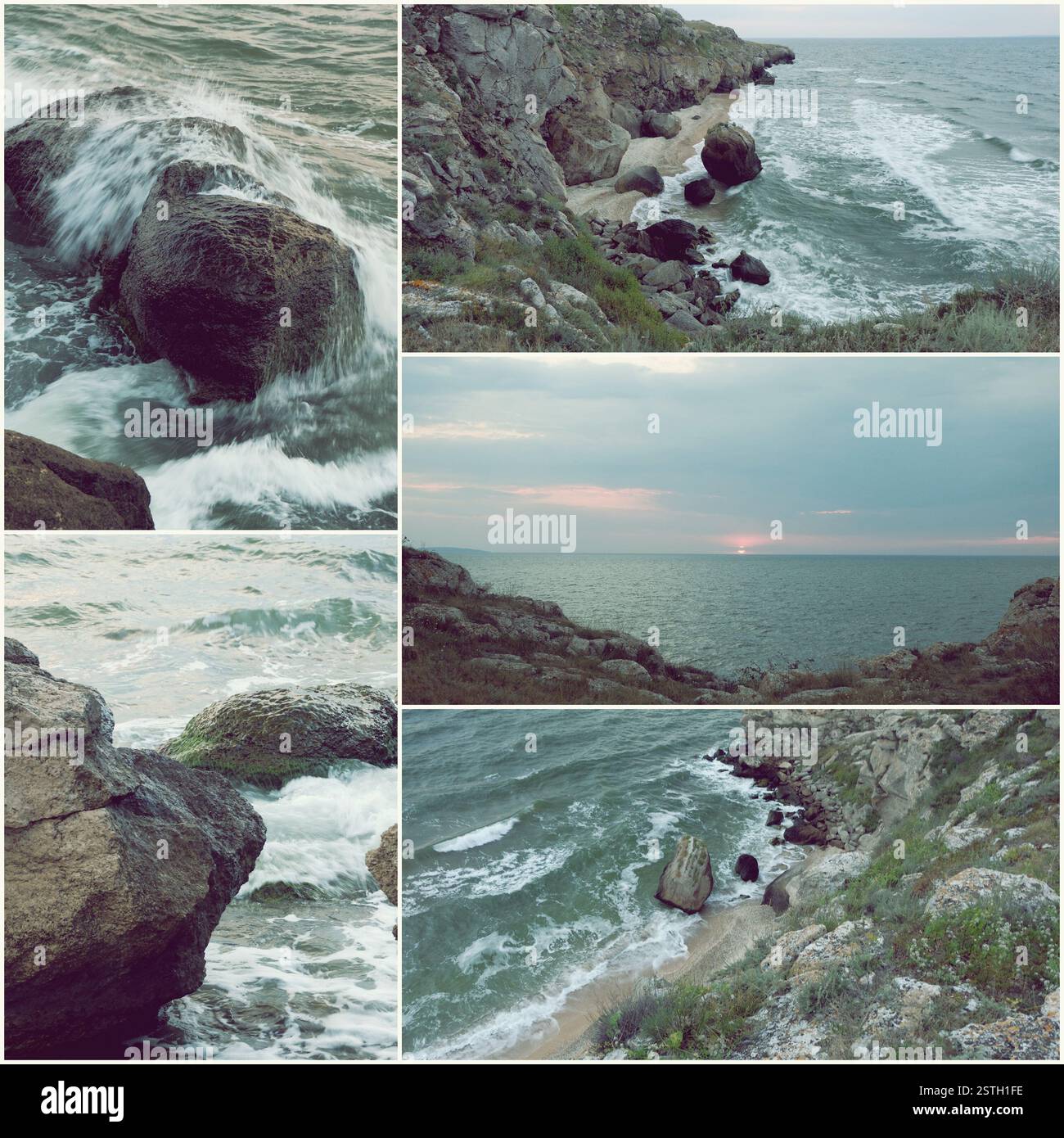 Sad sea coast landscape of remote place, depression and solitude ...