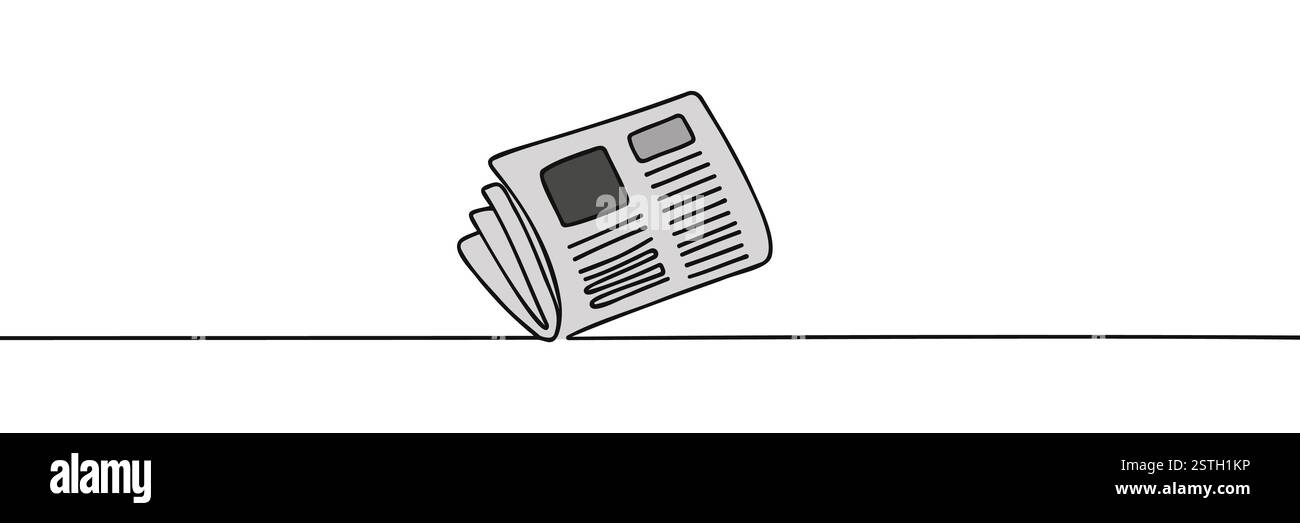One line drawing of a stack of news newspapers. Vector illustration ...