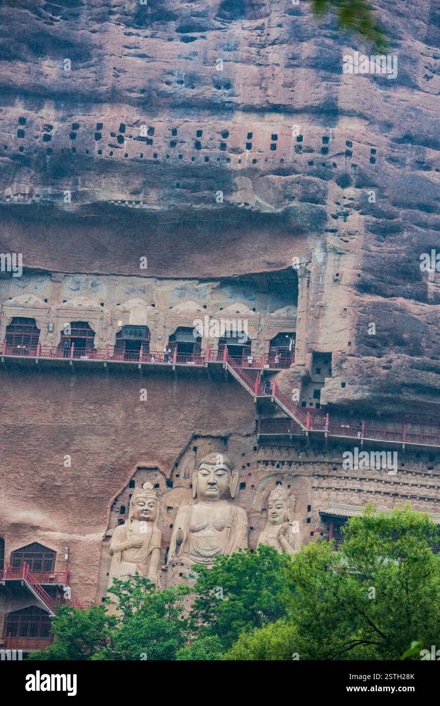 Statue at Maijishan Grottoes, Tianshui, Gansu Province, China Stock ...