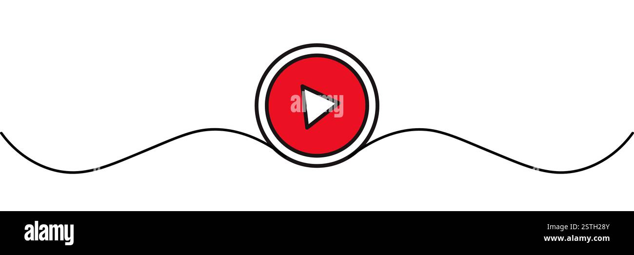 Continuous line drawing of play button. Isolated on white background ...