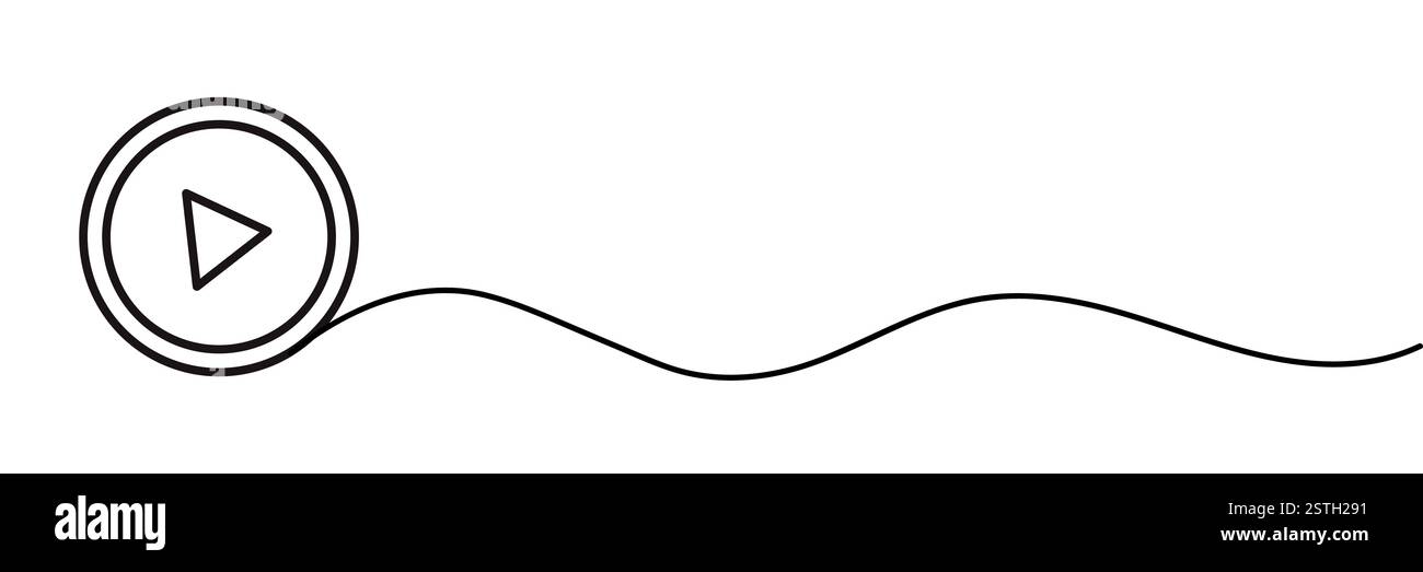 Continuous line drawing of play button. Isolated on white background ...