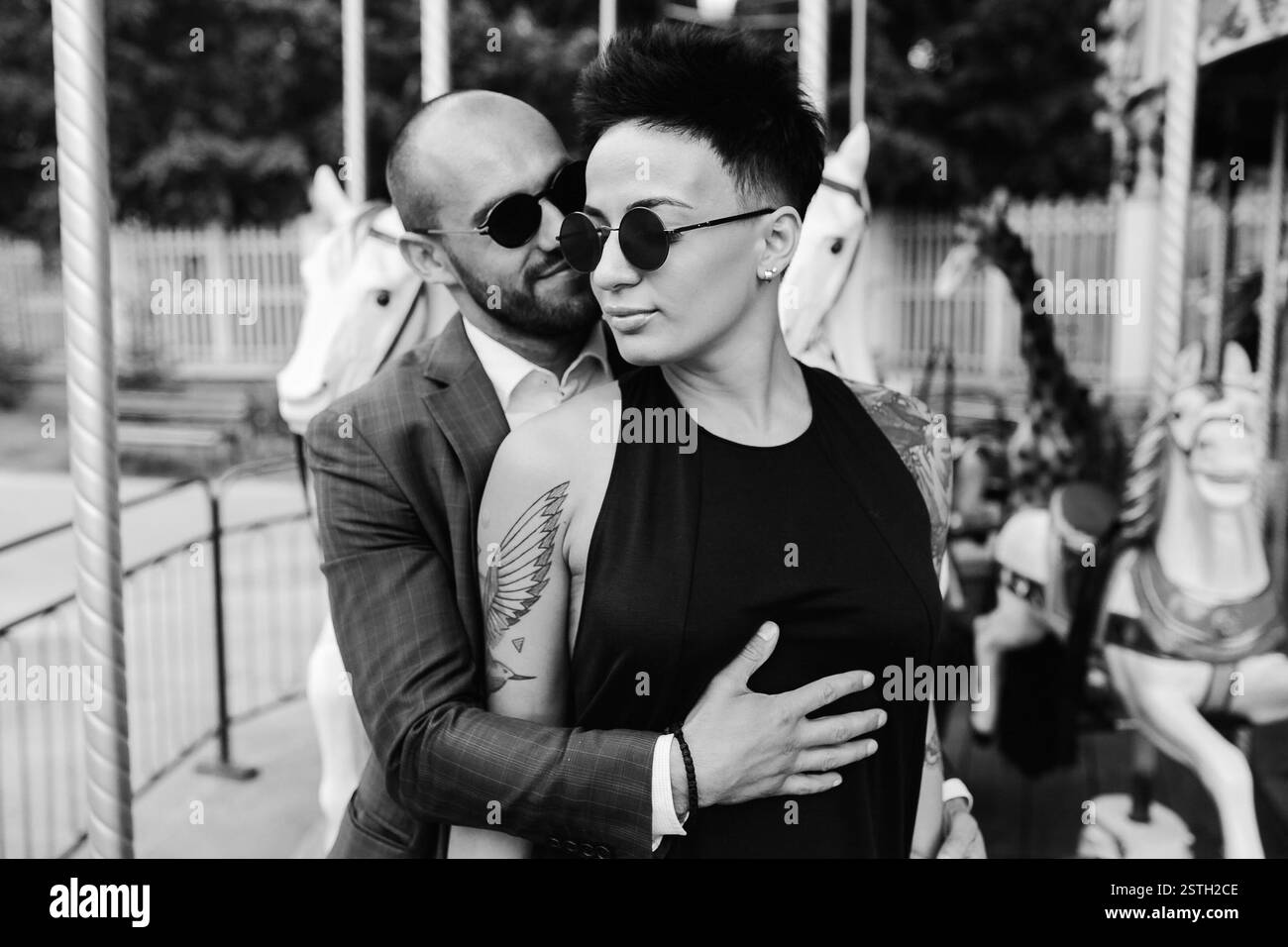 Woman riding carousel horse hi-res stock photography and images - Alamy