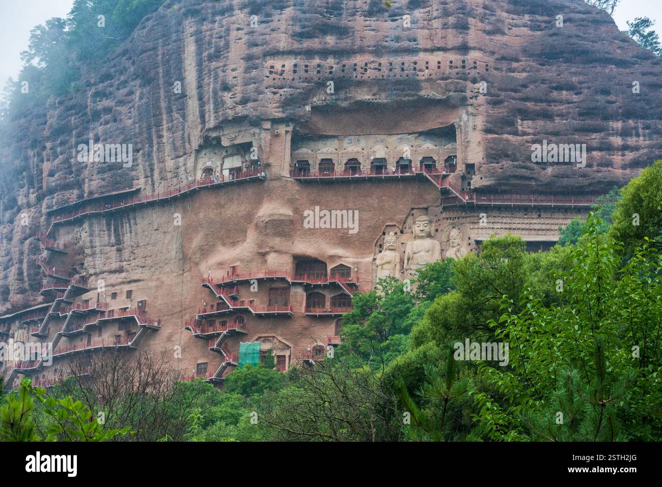 Statue at Maijishan Grottoes, Tianshui, Gansu Province, China Stock ...