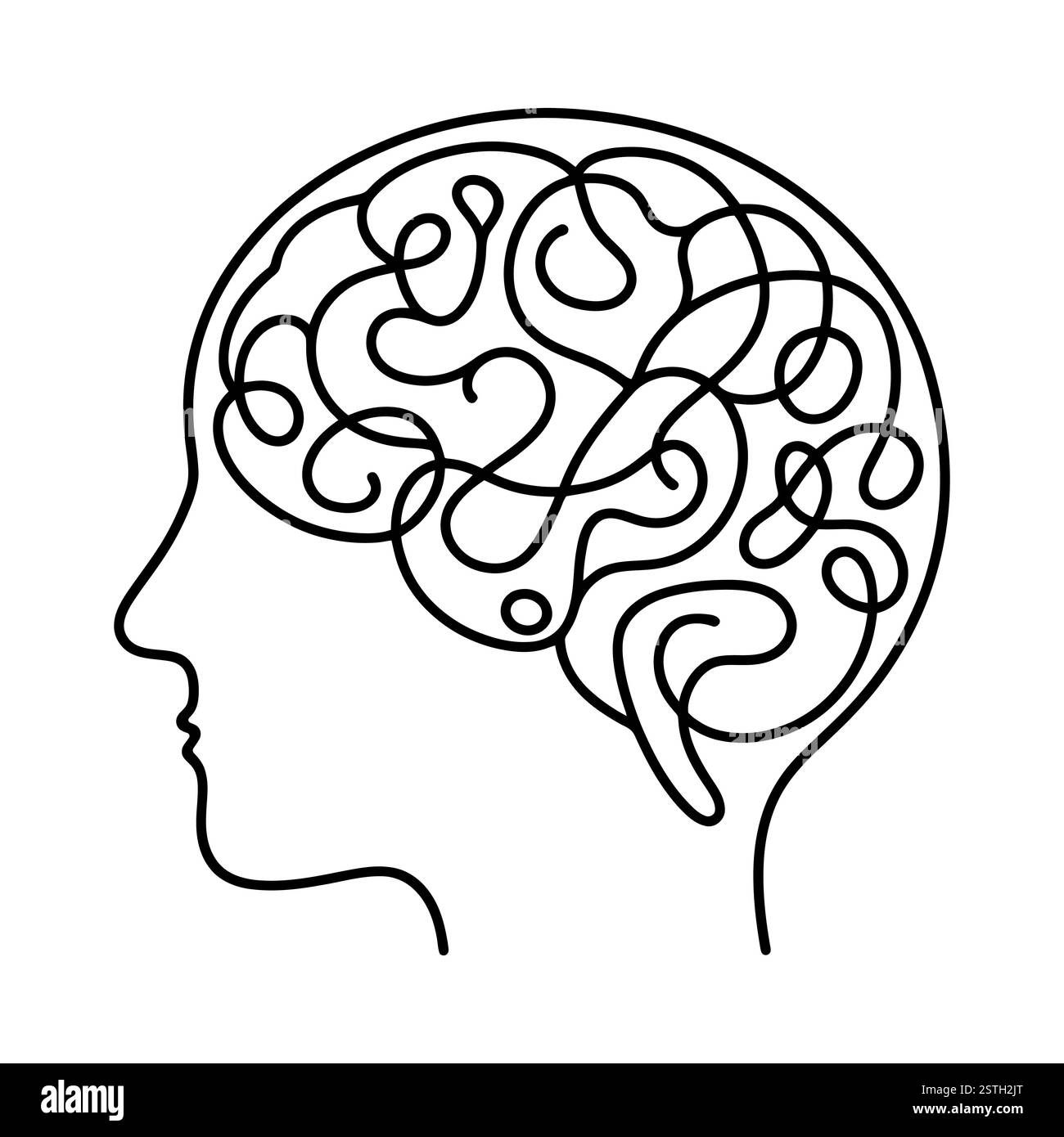 Line drawn brain design silhouette .Logo design. Hand drawn minimalism ...