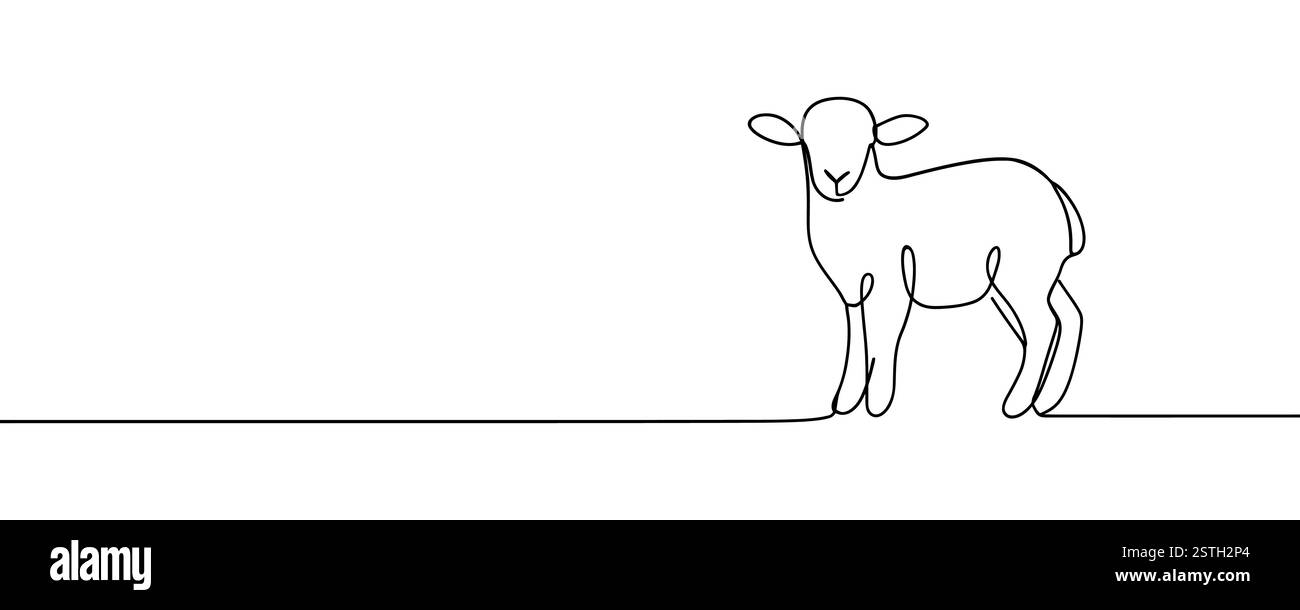 Sheep lamb in one continuous line drawing. Sheep icon. Lamb in the ...