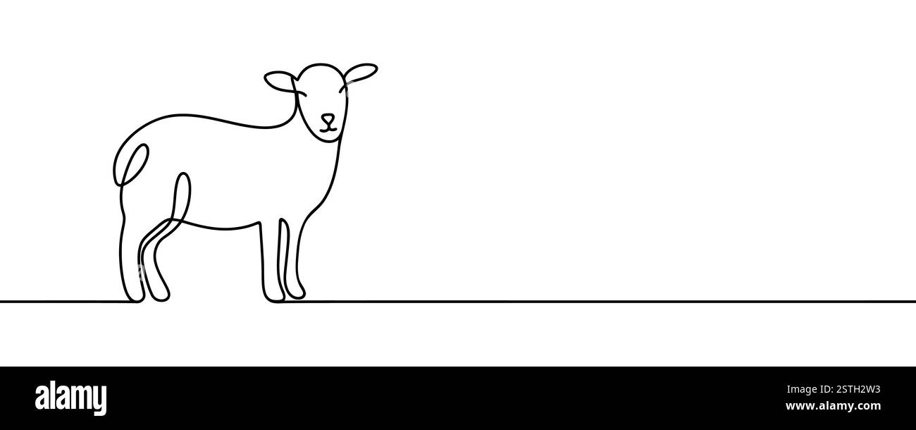 Sheep lamb in one continuous line drawing. Sheep icon. Lamb in the ...