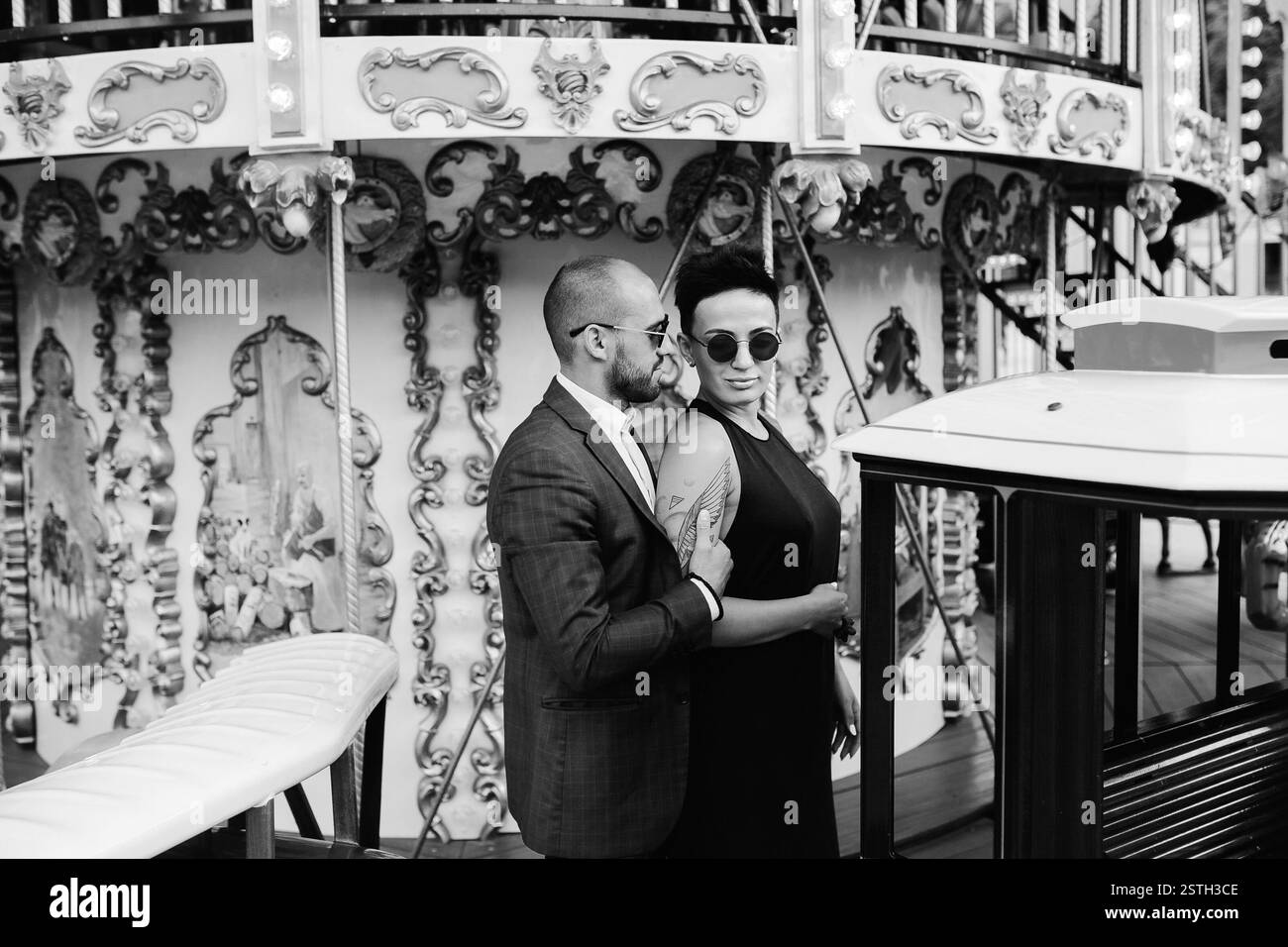 Woman on carousel in hi-res stock photography and images - Alamy