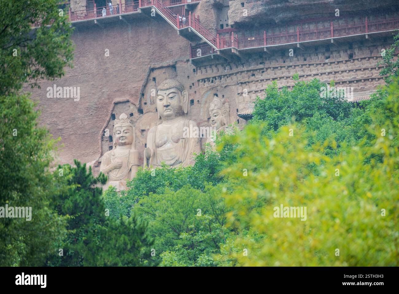 Statue at Maijishan Grottoes, Tianshui, Gansu Province, China Stock ...