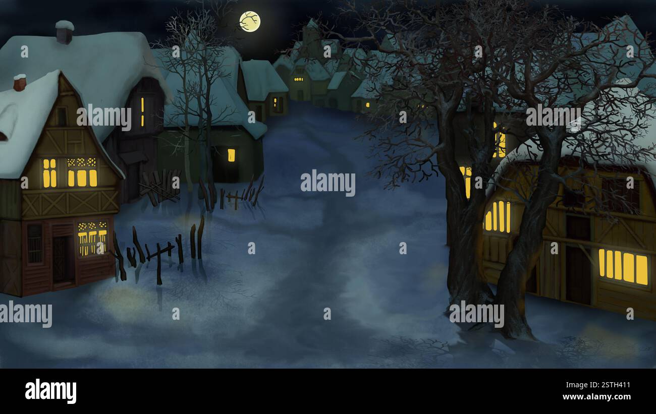 Old village cartoon hi-res stock photography and images - Alamy