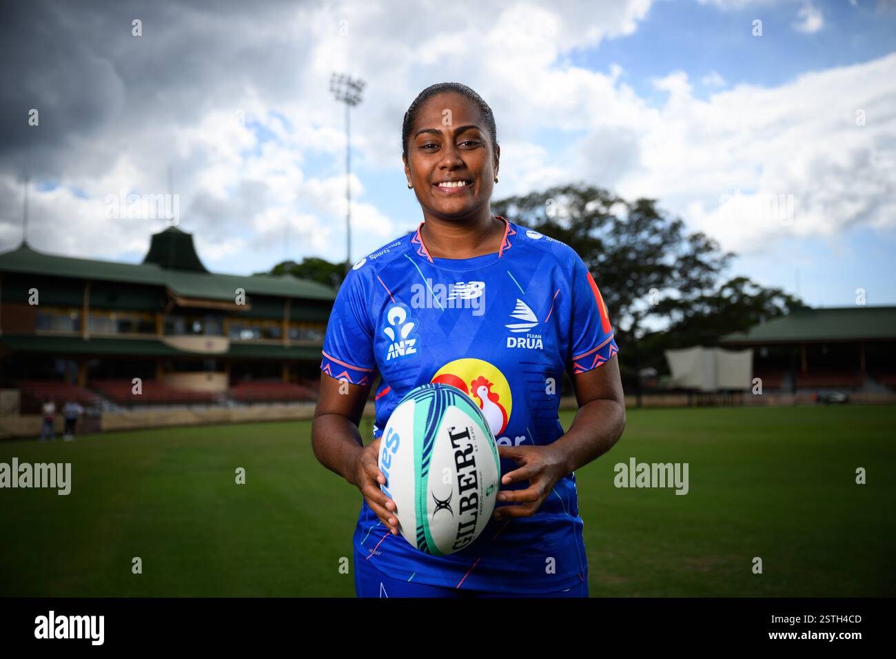 Bitila Tawake of the Fijian Drua poses for photographs during the 2025 ...