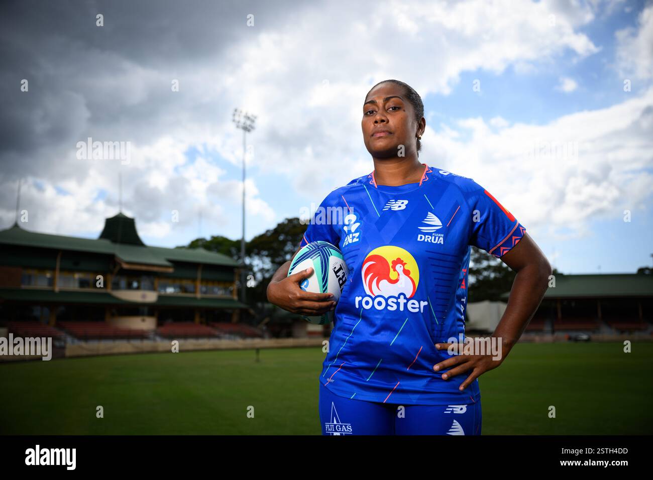 Bitila Tawake of the Fijian Drua poses for photographs during the 2025 ...