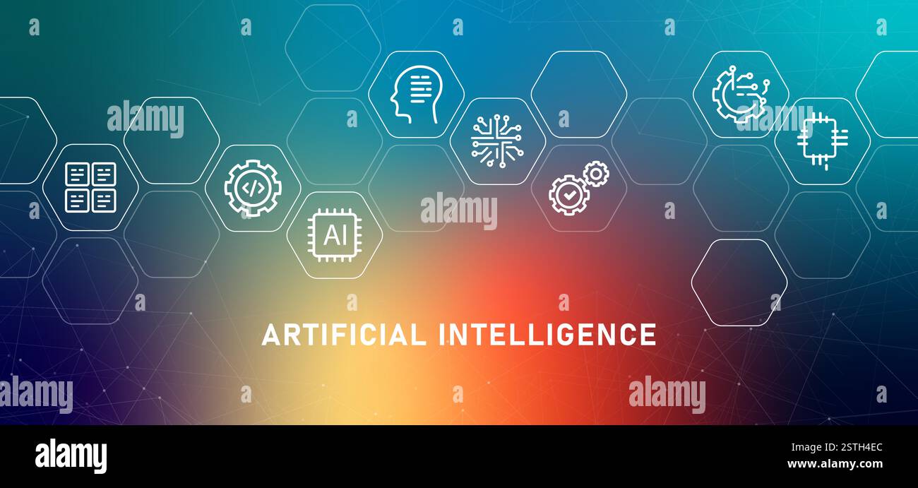 AI artificial intelligence gradient header concept machine intelligence cognitive computing ...
