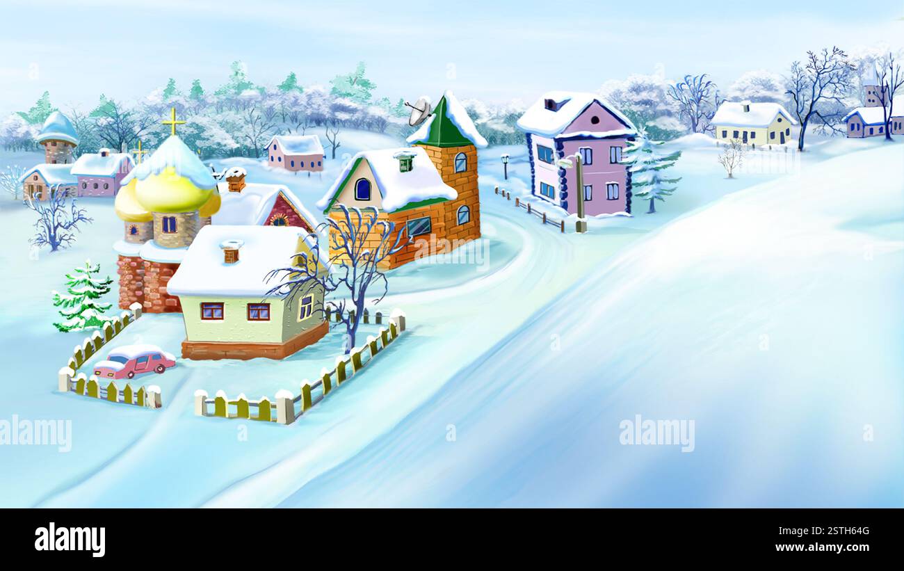 Eastern Europe Traditional Village in Winter Stock Photo - Alamy