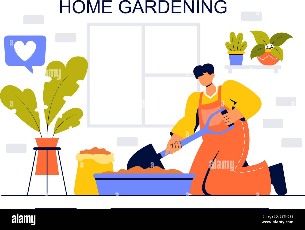 Watering potted home flowers Stock Vector Images - Alamy