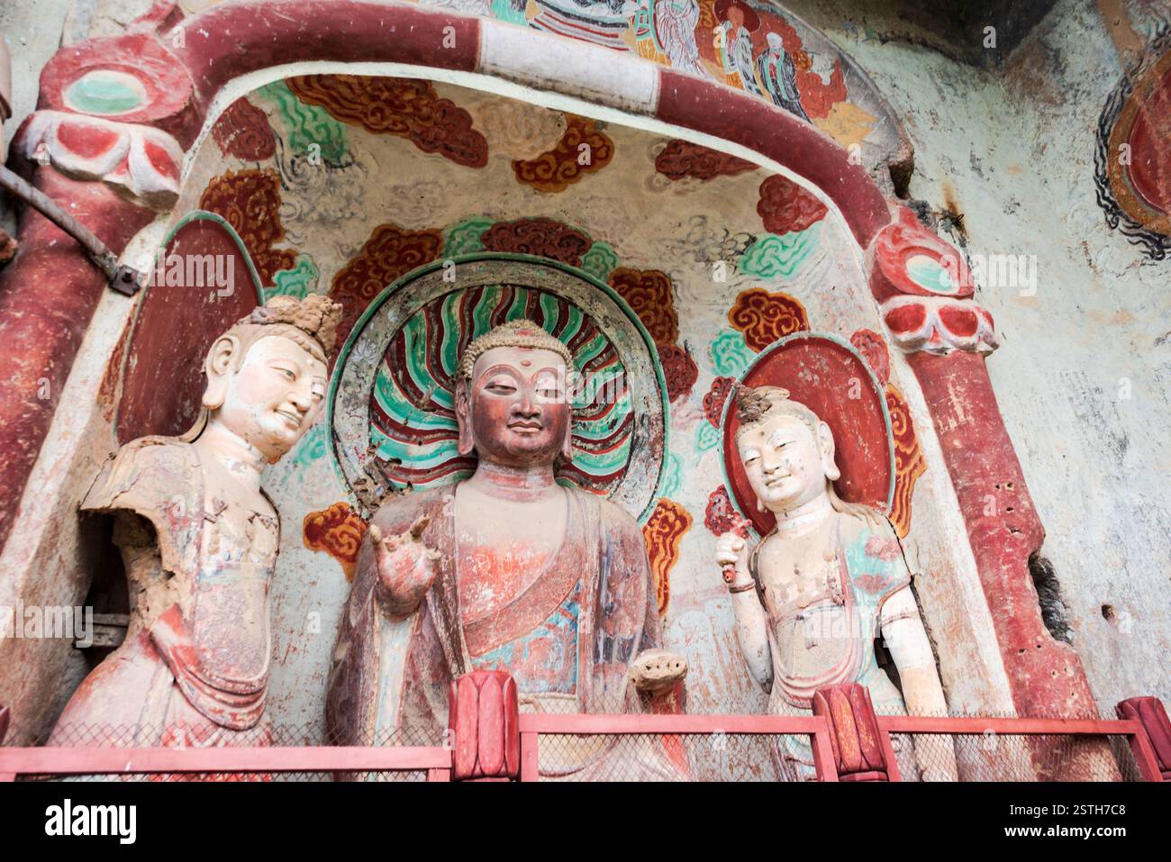 Statue at Maijishan Grottoes, Tianshui, Gansu Province, China Stock ...