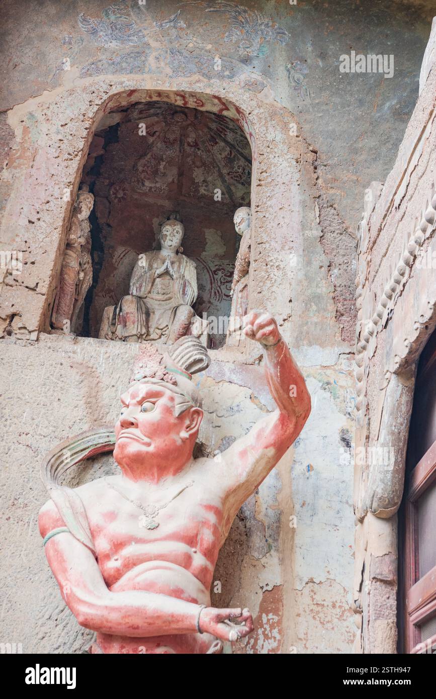 Statue at Maijishan Grottoes, Tianshui, Gansu Province, China Stock ...