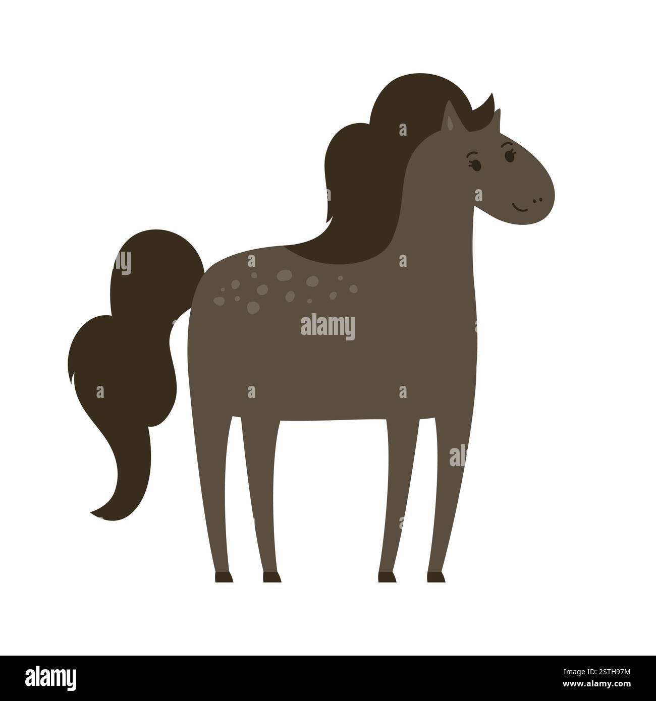 Horse cartoon vector illustration. Cute hand drawing horse isolated on ...