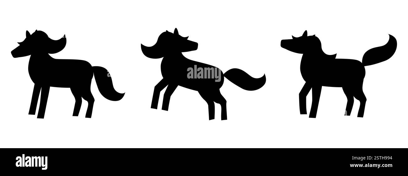 Dynamic horse silhouette in full stride. Strong contrast and defined ...