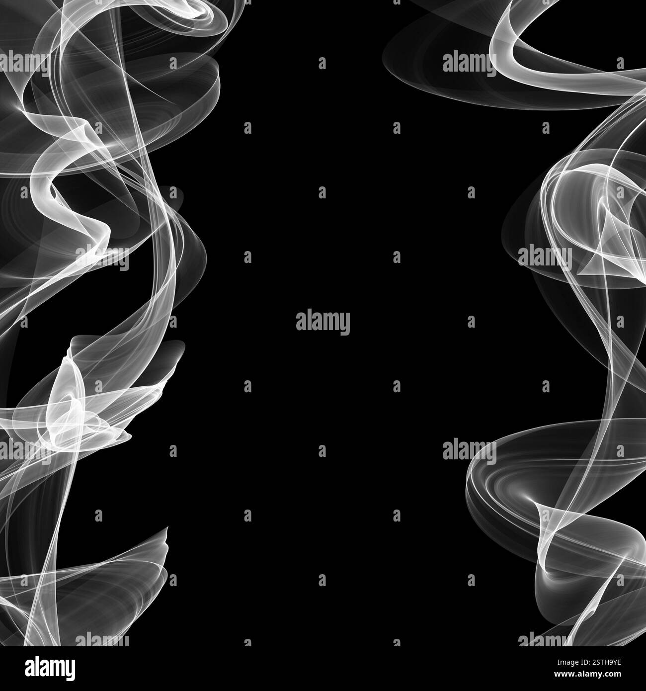 Frame for text of two smoke lines waving on right and left sides of ...