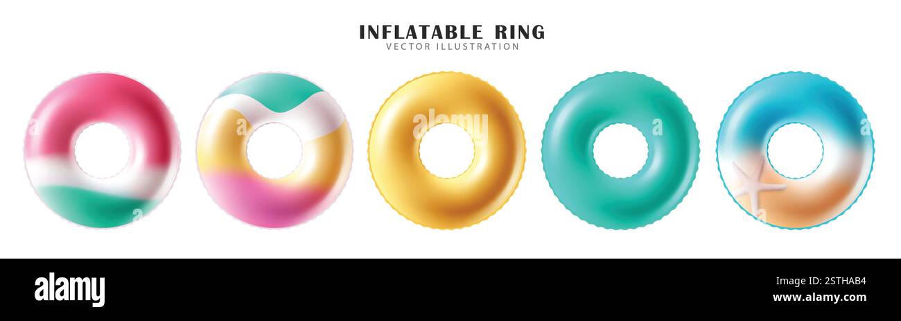 Summer inflatable ring clipart set. Multicolored floaters ring clip art ...