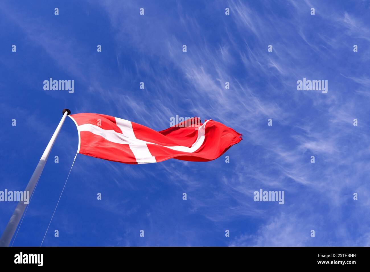 Flags: The Danish national flag "Danebrog" is fluttering in the gusty ...