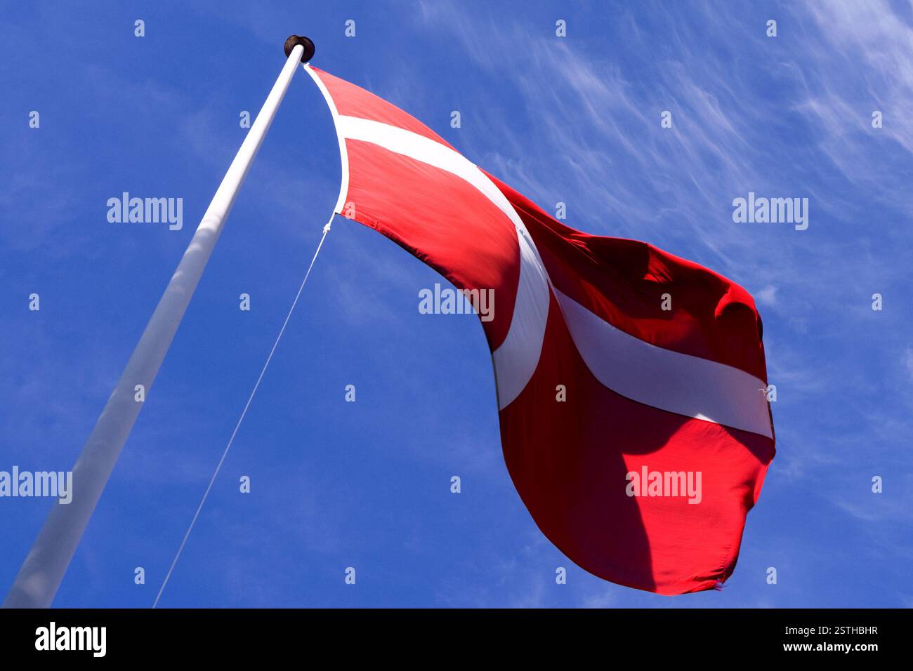 Flags: The Danish national flag "Danebrog" is fluttering in the gusty ...