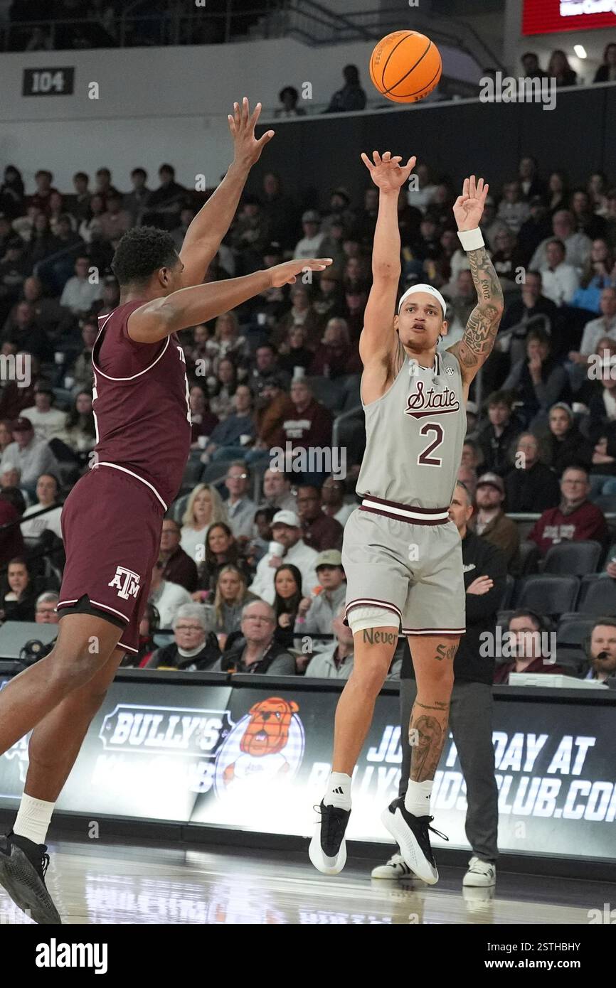 Mississippi State guard Riley Kugel (2) attempts a 3-point shot while ...