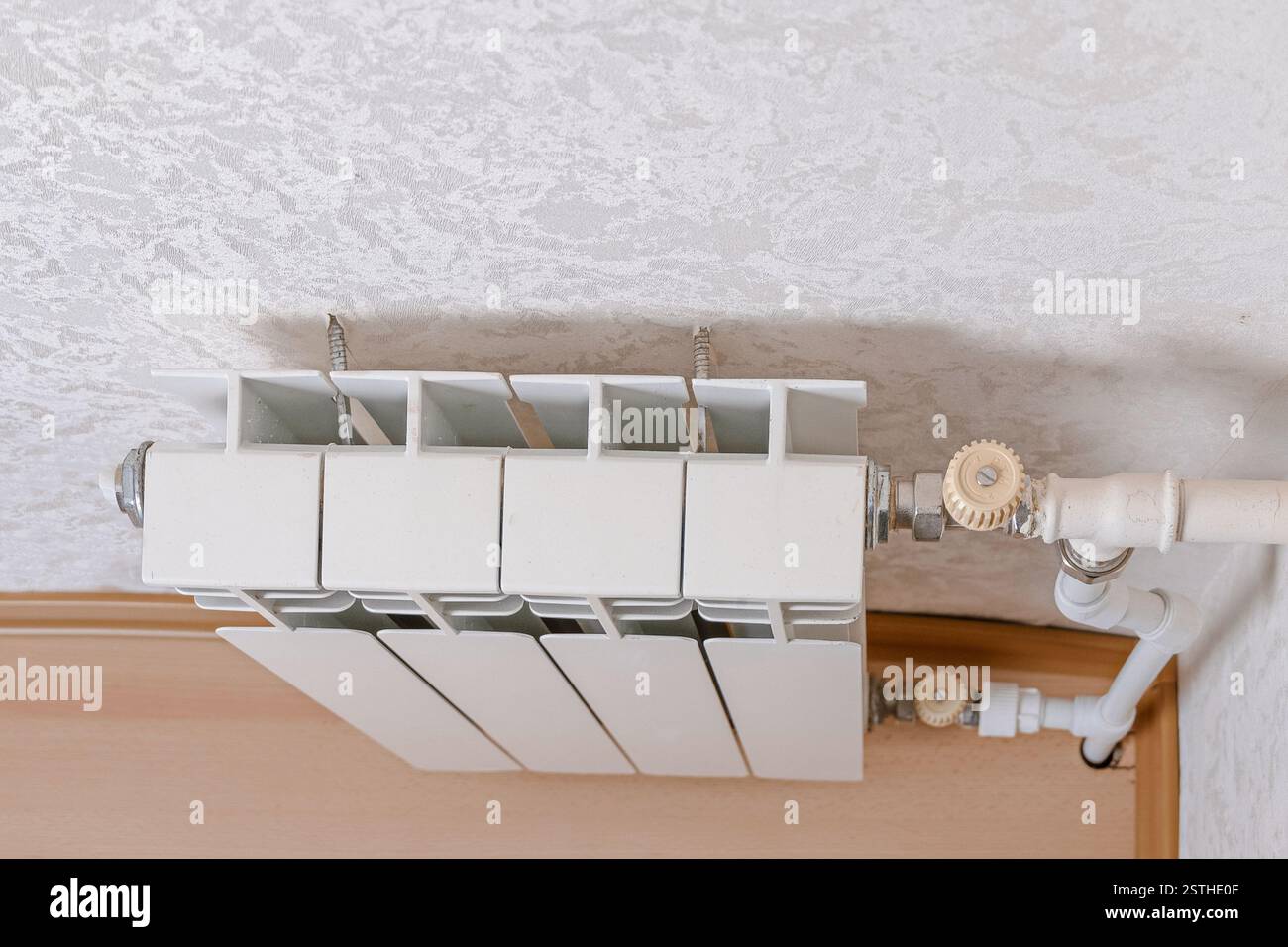 Modern hot water radiator top view Stock Photo - Alamy