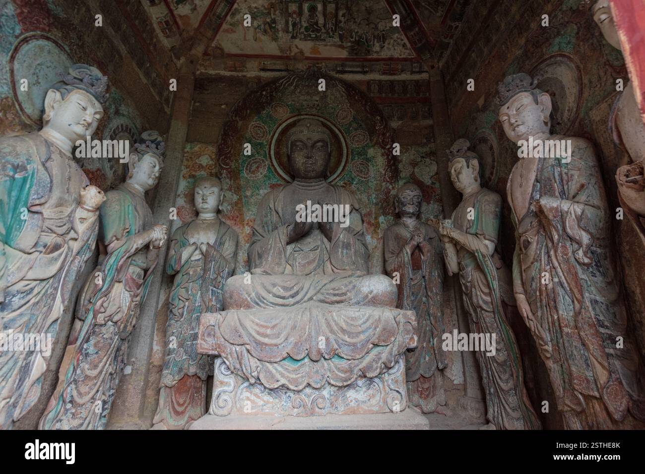 Statue at Maijishan Grottoes, Tianshui, Gansu Province, China Stock ...