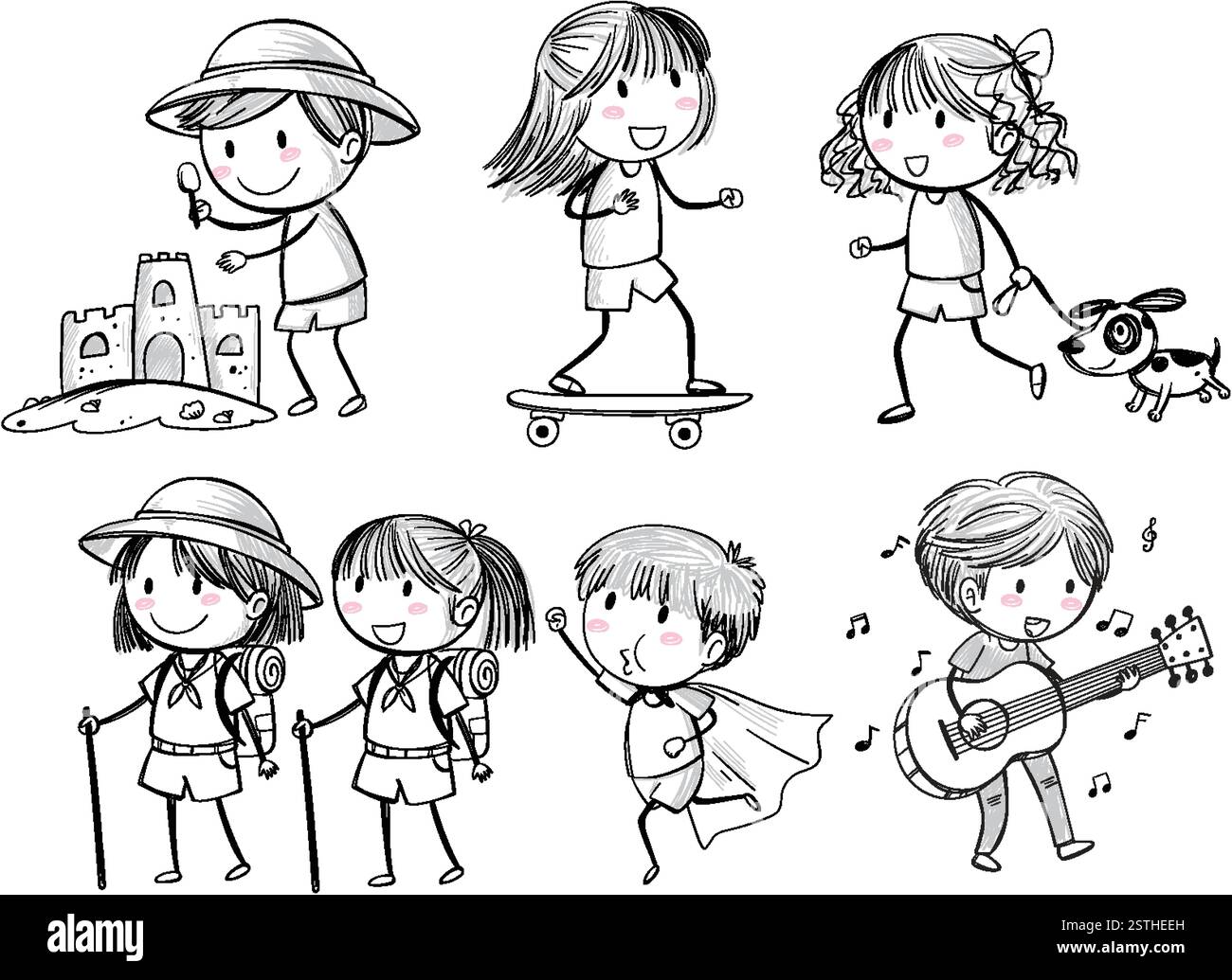 Kids enjoying various fun and playful activities Stock Vector Image ...