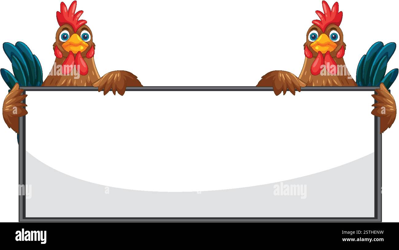 Two cartoon chickens with a blank sign Stock Vector Image & Art - Alamy