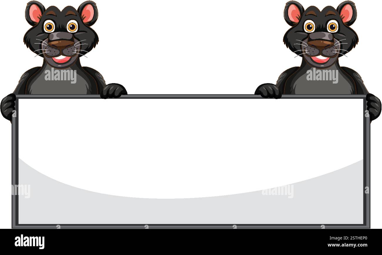 Two cartoon rats holding a blank rectangular sign Stock Vector Image ...