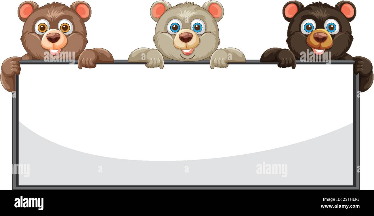 Three cartoon bears with a blank sign Stock Vector Image & Art - Alamy