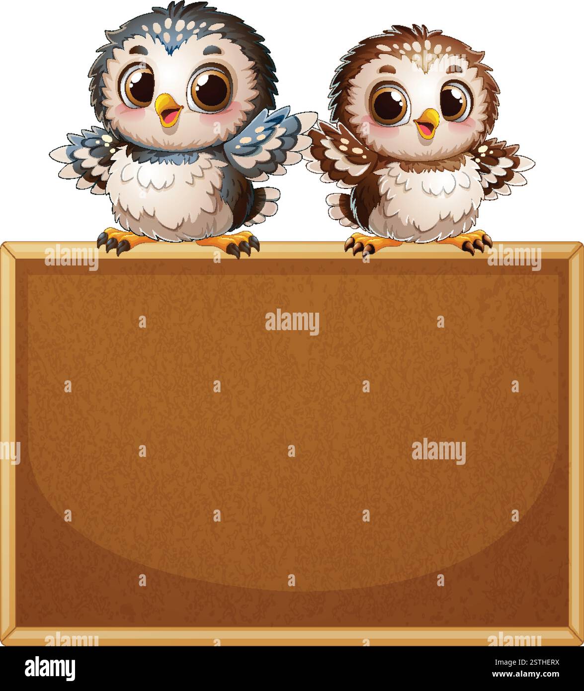 Two adorable owls perched on a blank sign Stock Vector Image & Art - Alamy