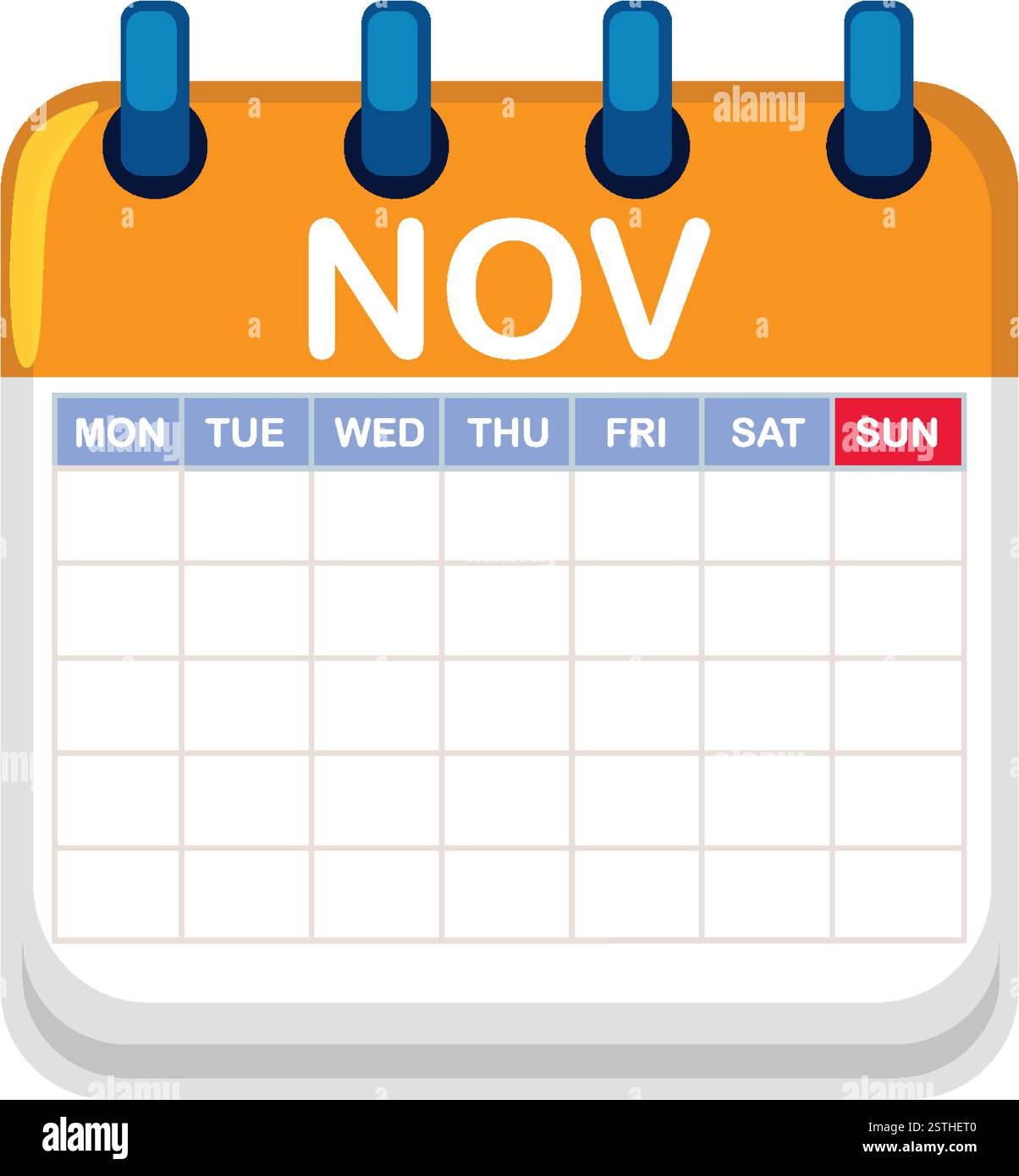 Colorful calendar page for the month of November Stock Vector Image ...